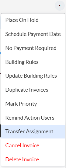 Transfer Invoice Assignment – Portal Support